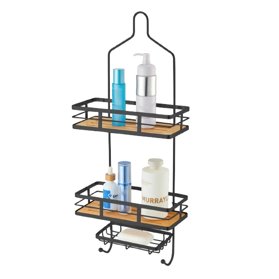Royal Homes Shower Caddy 3-Tier Bamboo, Black | ABC